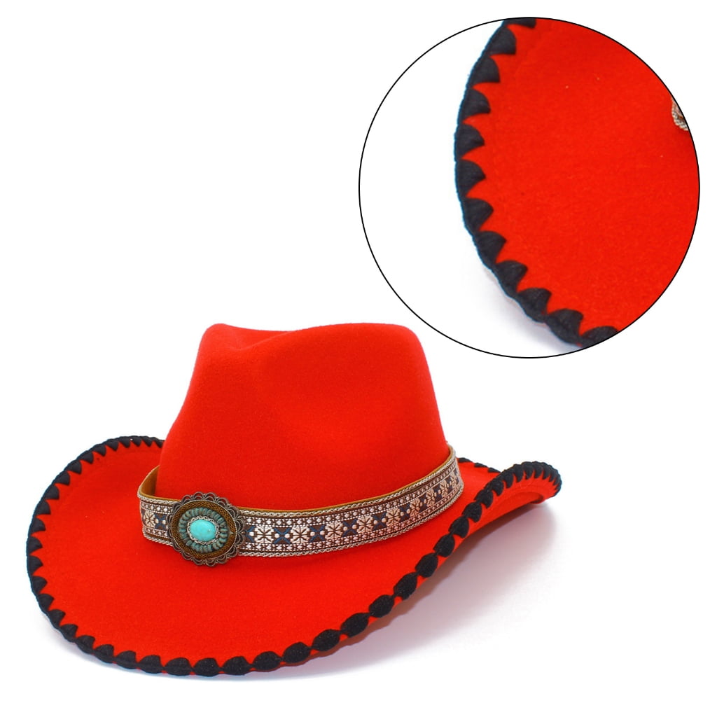 MOMOJIA Classical Fedoras Hat Cloth Wide Brimmed Western Cowboy Hat for ...