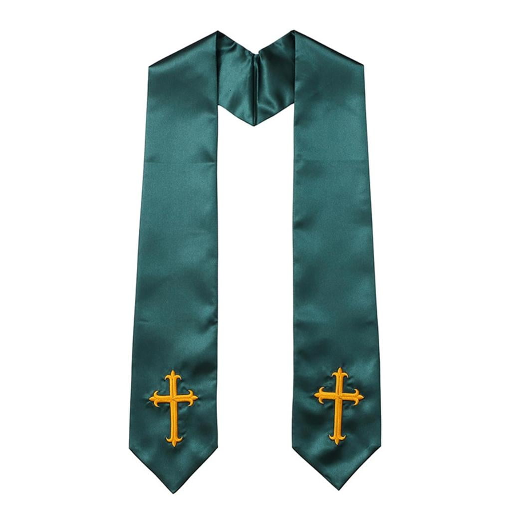 MOMOJIA Clerical Embroidered Stole Reversible Fringed Clergy Stole For ...