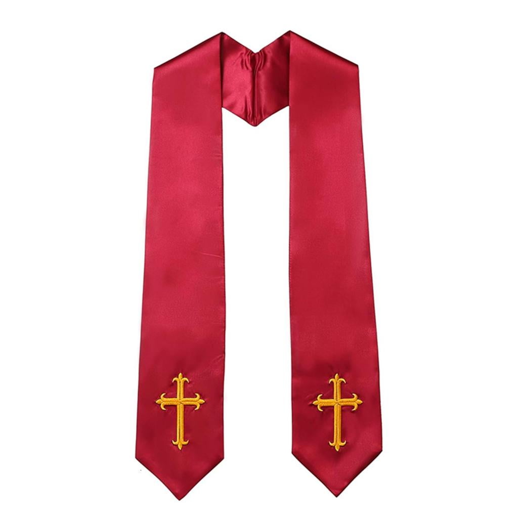 MOMOJIA Clerical Embroidered Stole Reversible Fringed Clergy Stole For ...