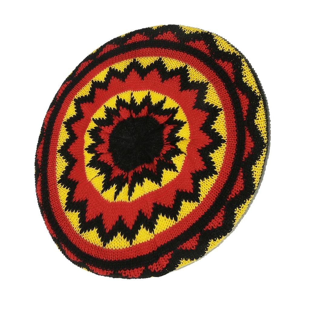 MOMOJIA Comfortable Jamaican Beret Hat Rainbow Color Crochet Round ...