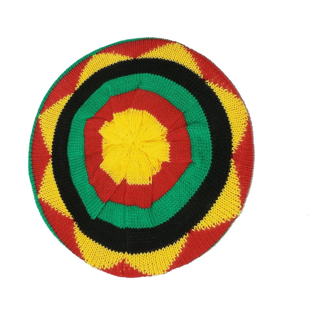 MOMOJIA Comfortable Jamaican Beret Hat Rainbow Color Crochet Round ...