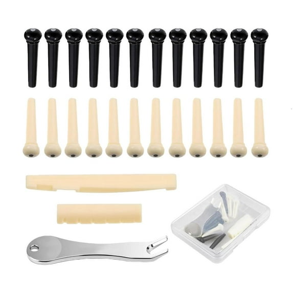 MOMOJIA Complete Guitar Bridge Hardware Set ABS Bridge Pins Saddles and ...