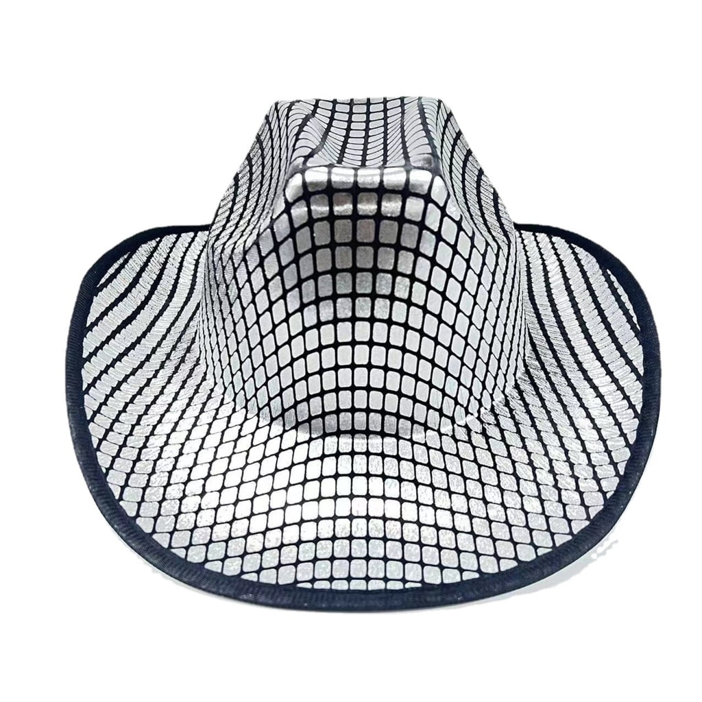MOMOJIA Cool Disco Hat Glinting Mirrored Cowboy Hat for Carnivals Music ...