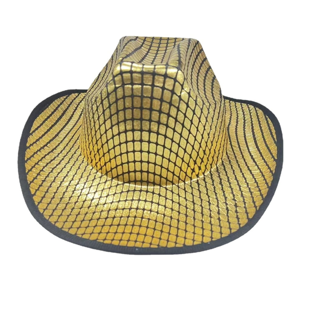 MOMOJIA Cool Disco Hat Glinting Mirrored Cowboy Hat for Carnivals Music ...