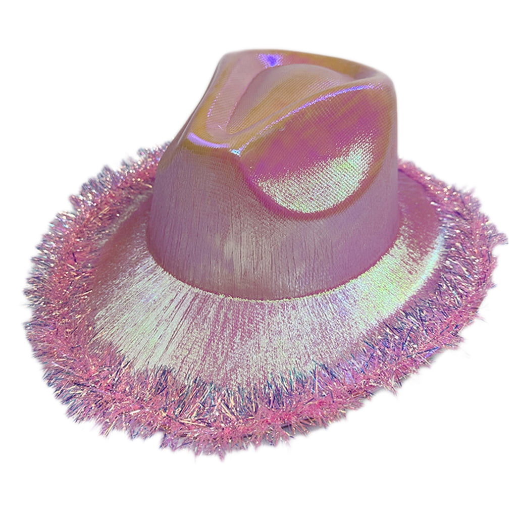 MOMOJIA Cowboy Hat with Adjustable String Tinsel Trim Glitter Space ...