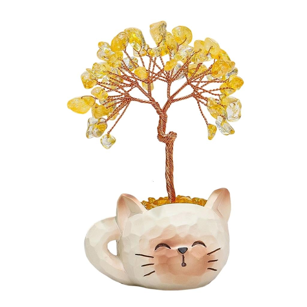 MOMOJIA Crystal Tree with Cartoon Bonsais Quartzs Crystal Money Tree ...