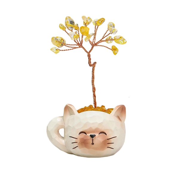 MOMOJIA Crystal Tree with Cartoon Bonsais Quartzs Crystal Money Tree ...