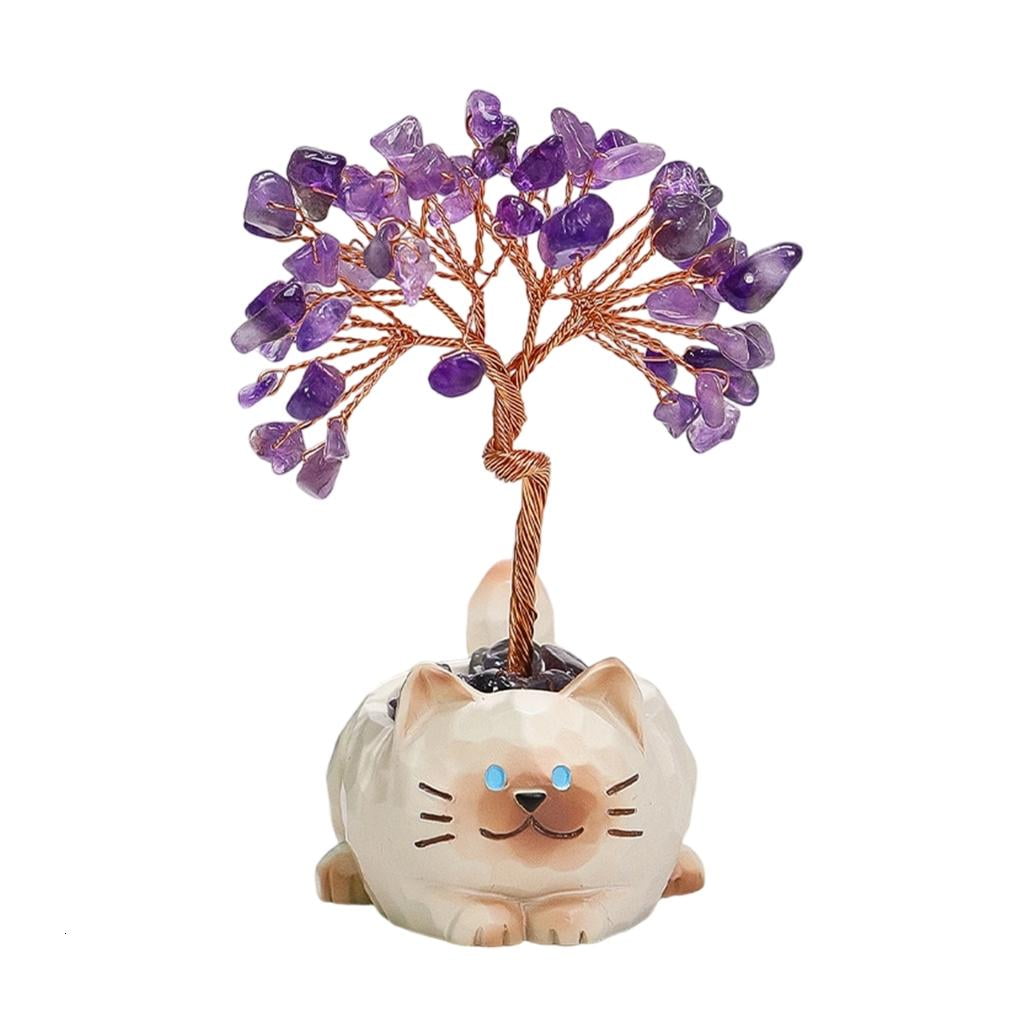MOMOJIA Crystal Tree with Cartoon Bonsais Quartzs Crystal Money Tree ...