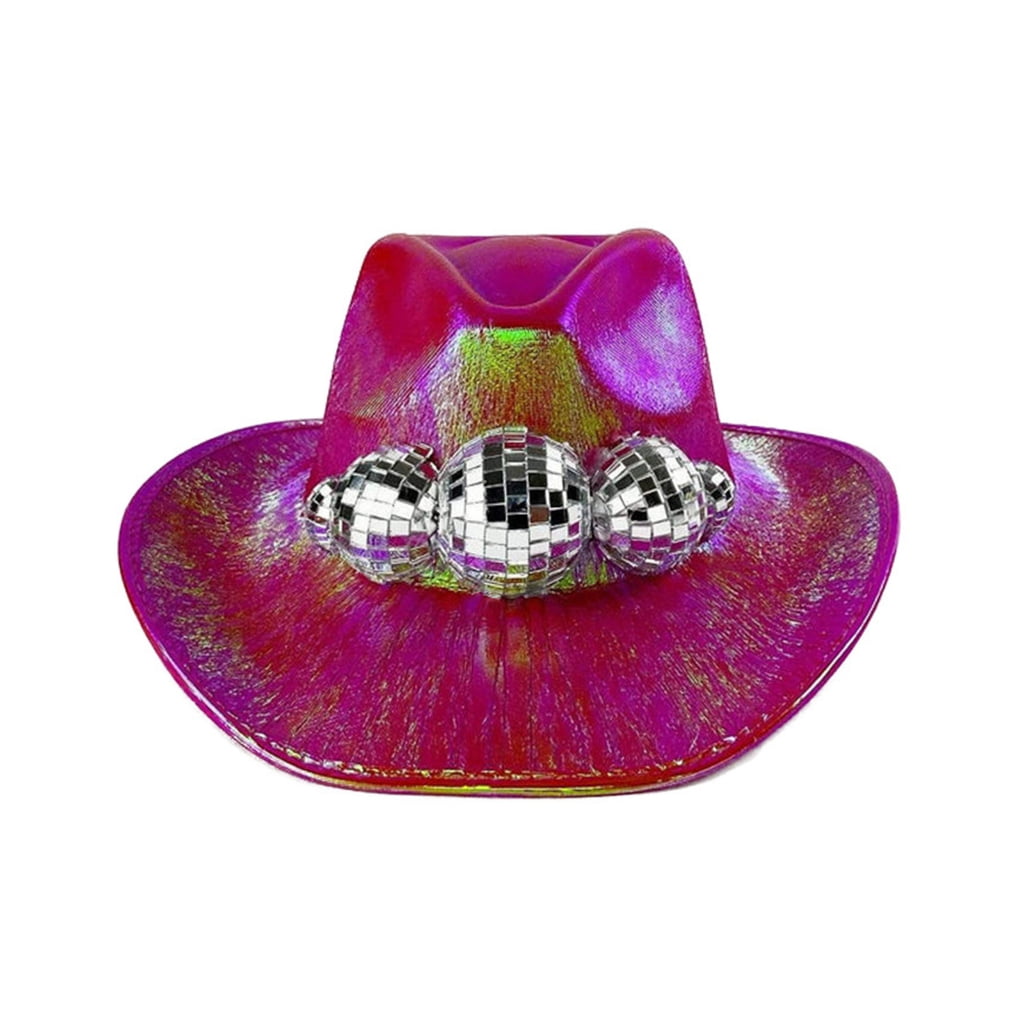 MOMOJIA Disco Ball Decors Cowboy Hat Sparkling Cap Hat for DJ Club Bar ...