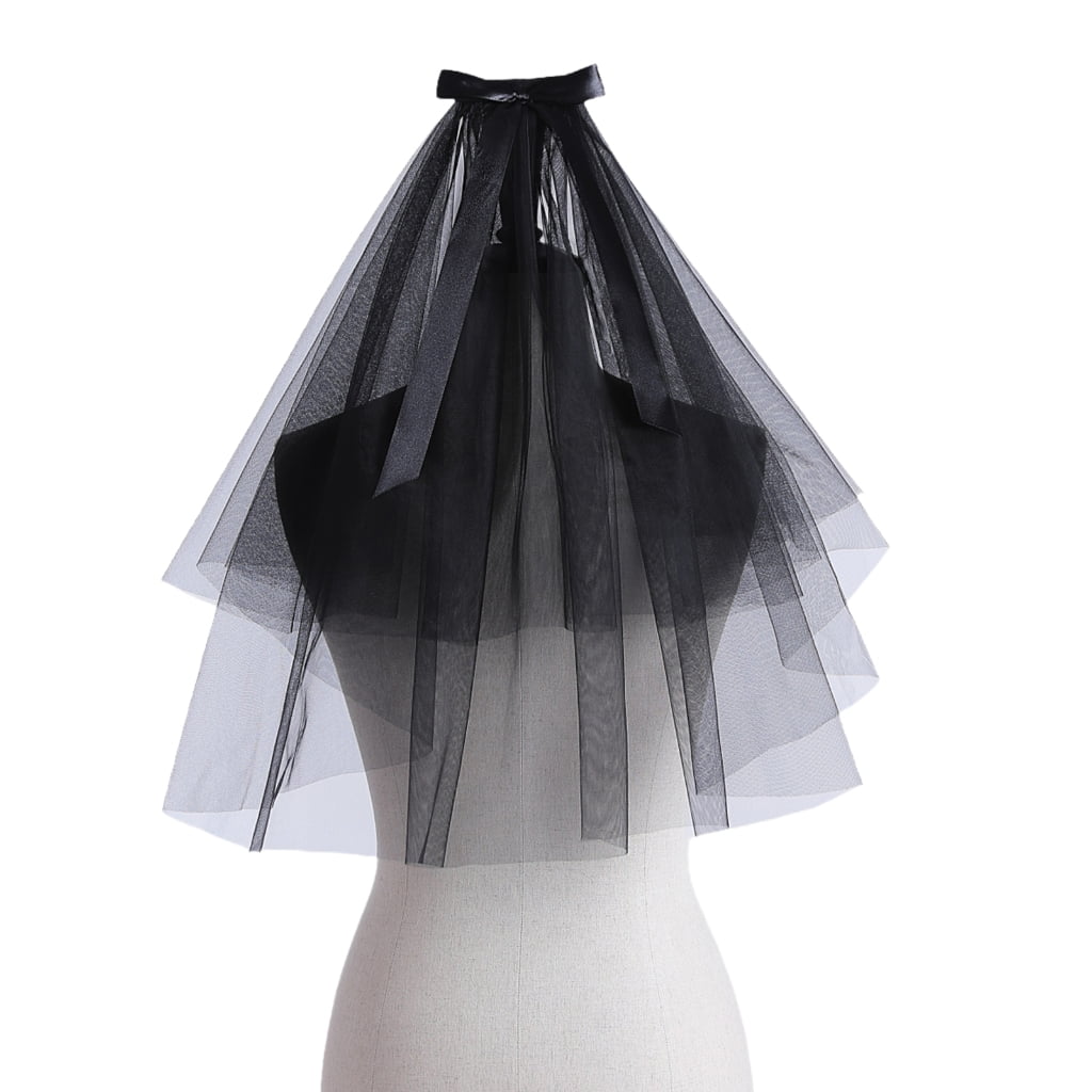 MOMOJIA Elegant Black Veil for Halloween C0sp1ay Bride Veil Breathable ...