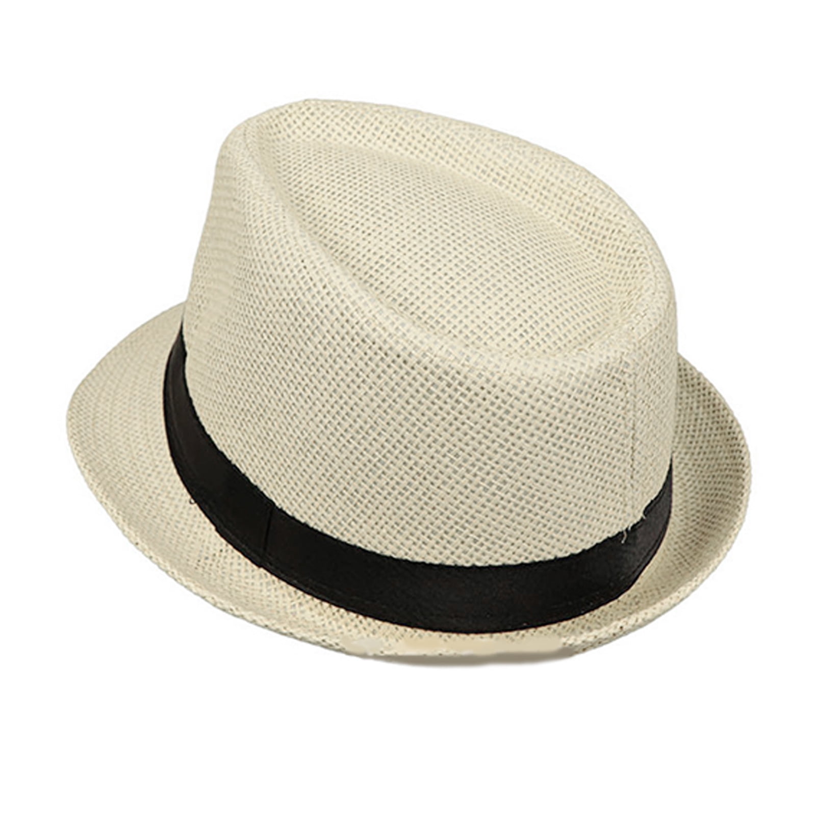 MOMOJIA Elegant British Style Trilby Hat Straw Weaving Hat for ...
