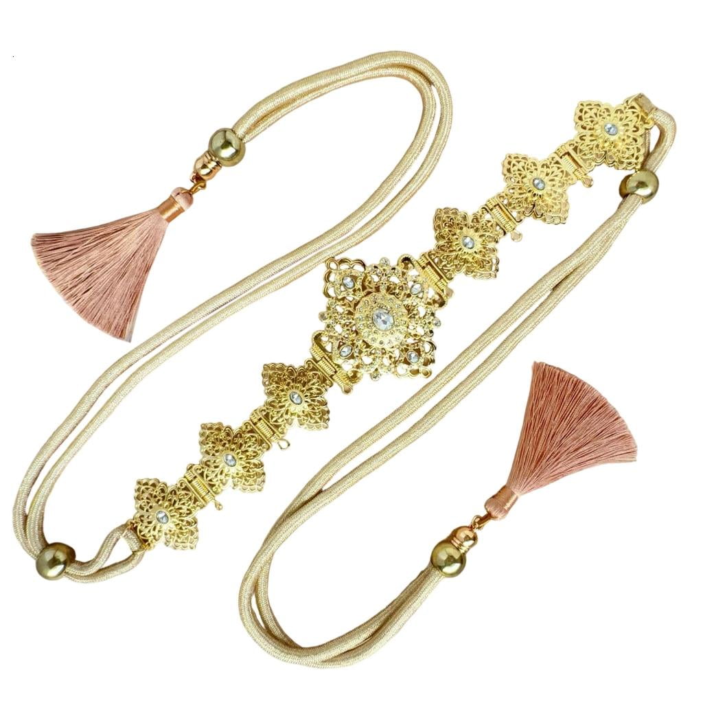 MOMOJIA Elegant Moroccan Crystal Embellished Metal Belt for Evening ...