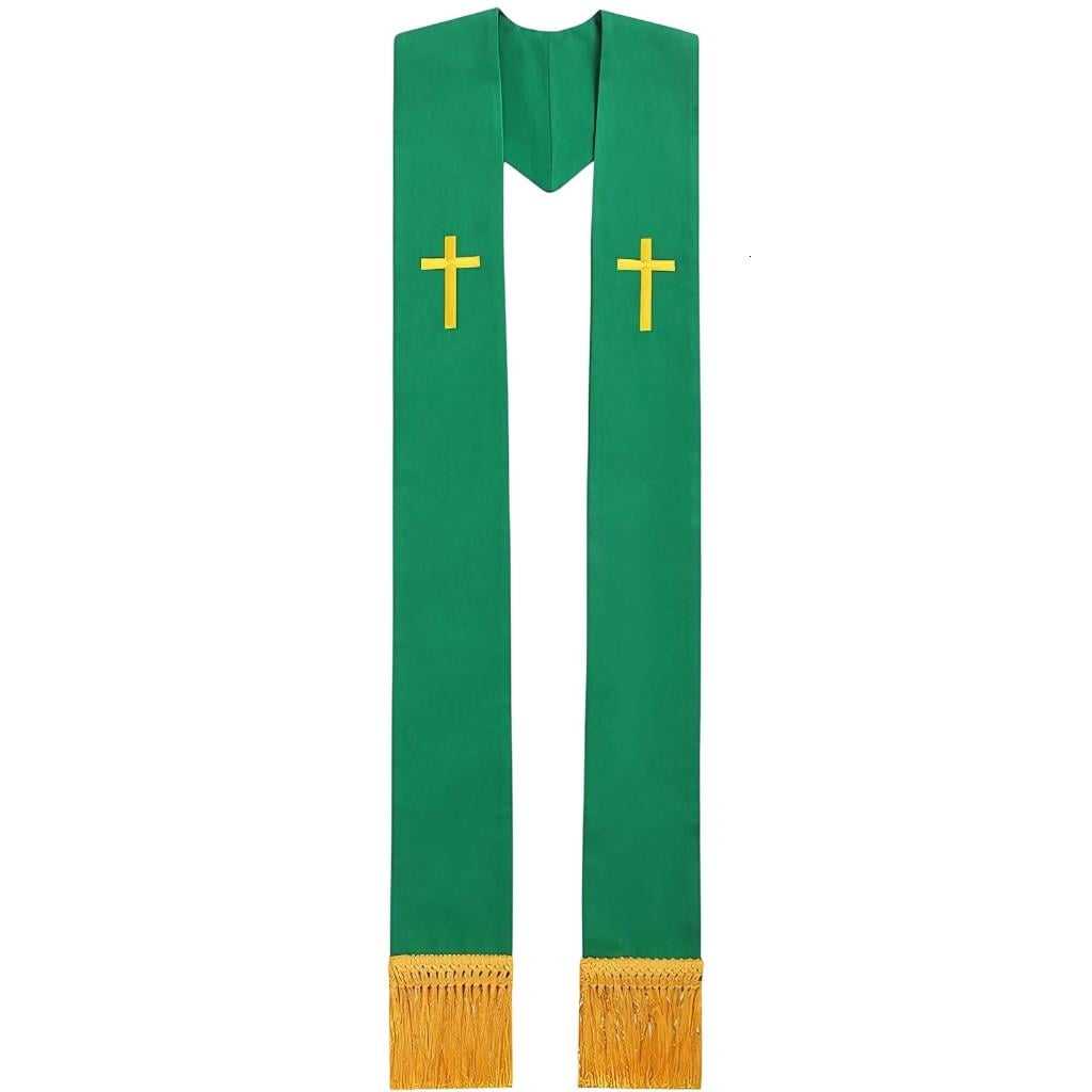 MOMOJIA Embroidered Crossed Priest Stole Fringe Clergy Sash For ...