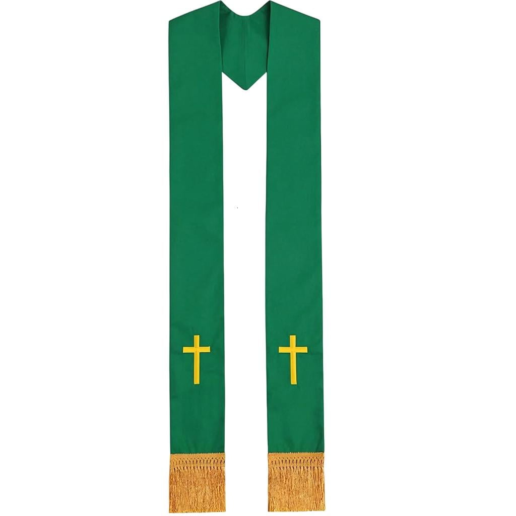 MOMOJIA Embroidered Crossed Priest Stole Fringe Clergy Sash For ...