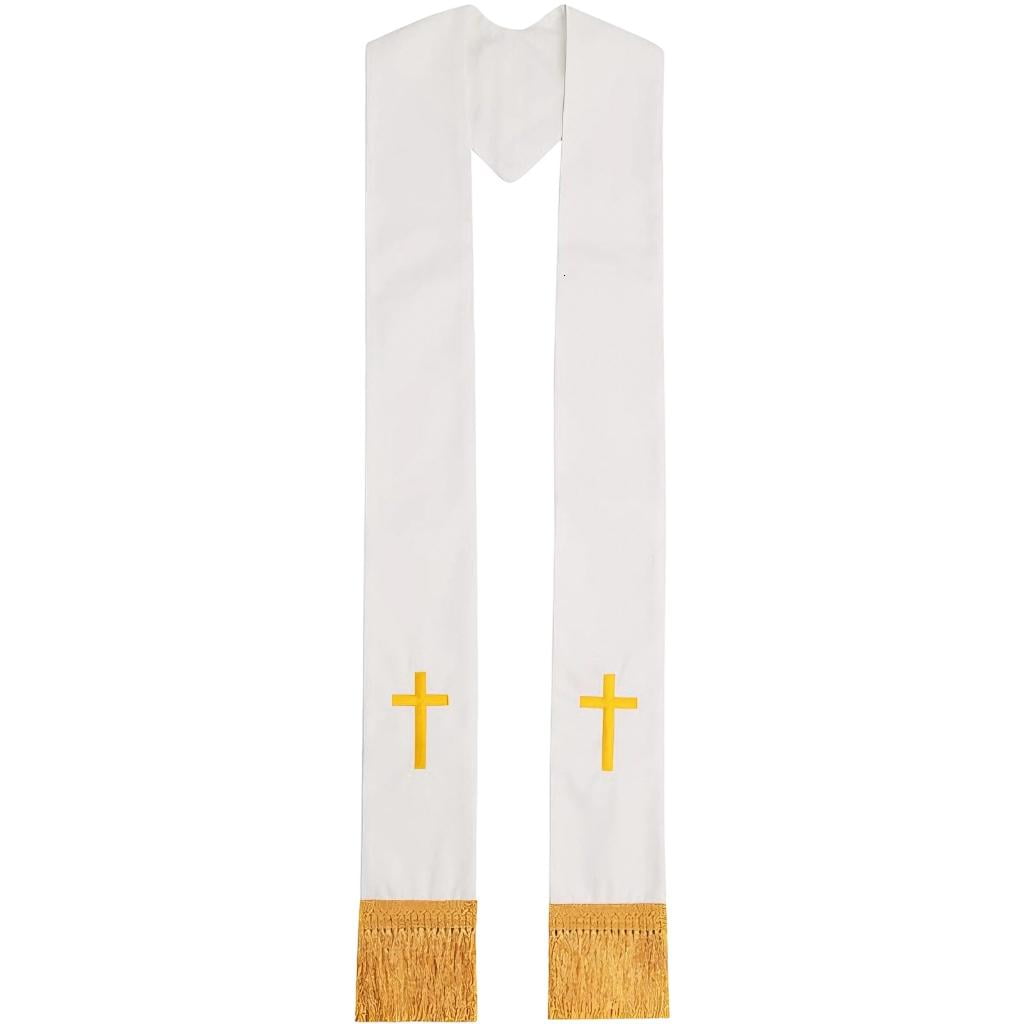 MOMOJIA Embroidered Crossed Priest Stole Fringe Clergy Sash For ...