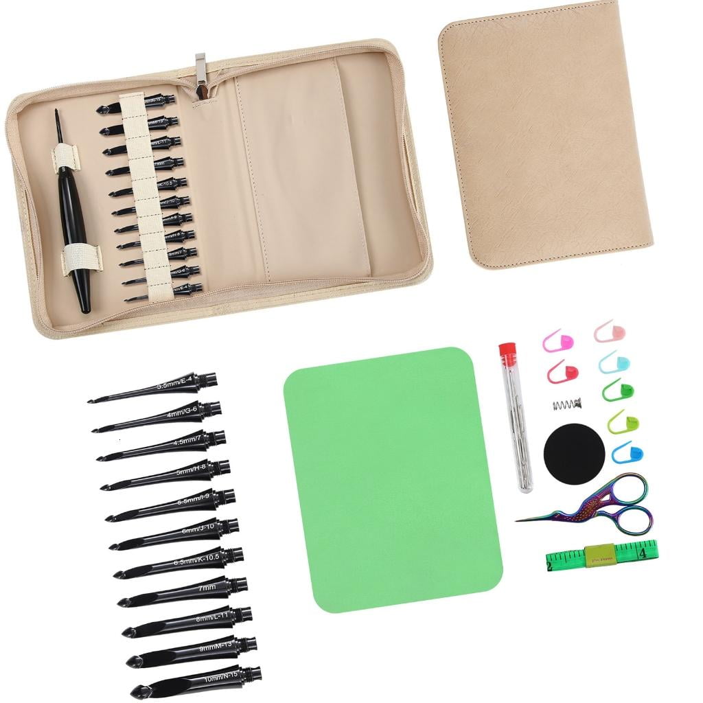 MOMOJIA Ergonomic Aluminum Crochet Hook with 11 Interchangeable Tip ...