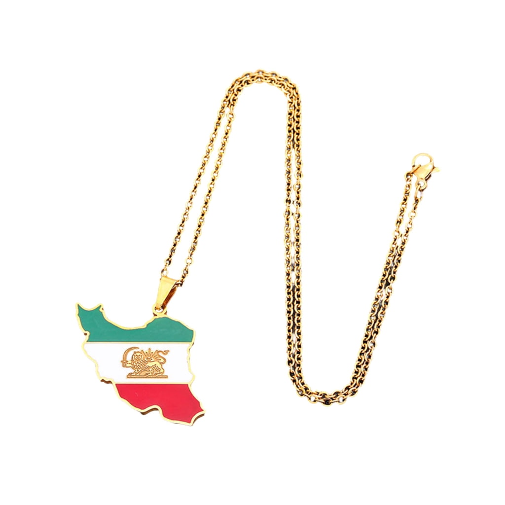 MOMOJIA Fashionable Middle Eastern Neck Jewelry Iran Map Pendant ...