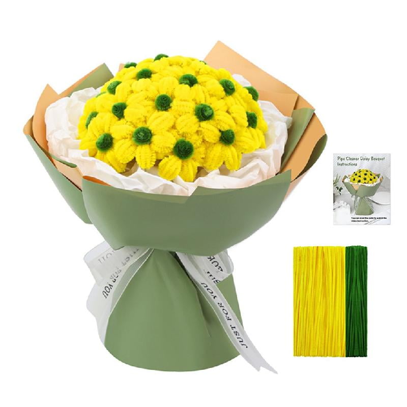 MOMOJIA Flower Bouquet Craft Set Pipe Flower Set Chenilles Stems Pipe ...
