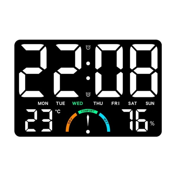 MOMOJIA Home Decoration Large LED Wall Clock Temperature Humidities ...