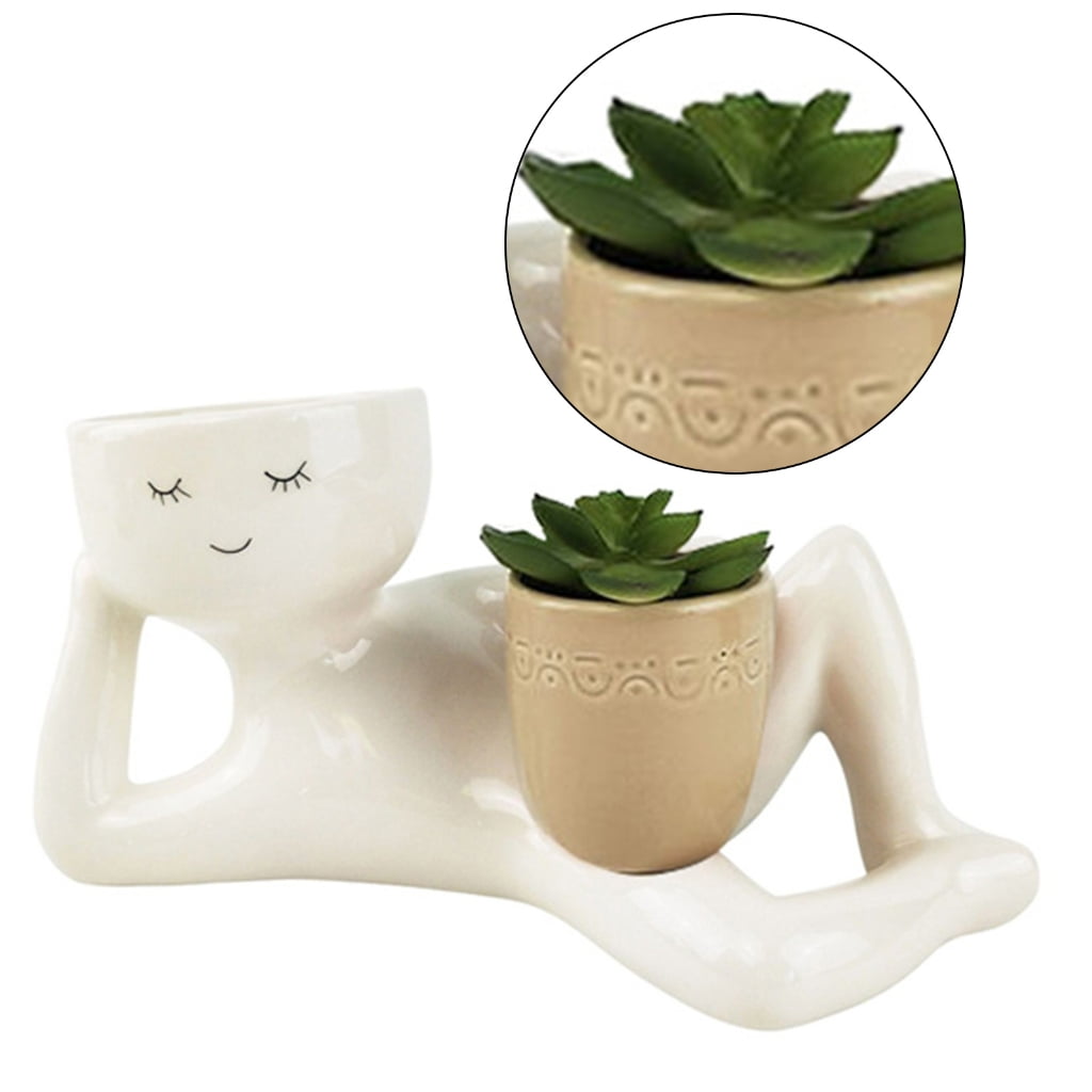 MOMOJIA Human Shaped Plant Pots Artificial Succulents Plant Cute Room ...