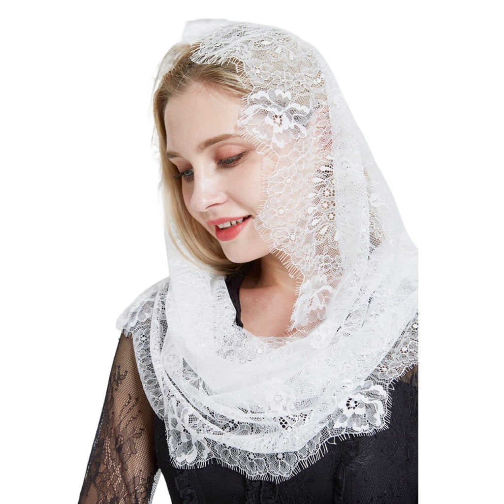 MOMOJIA Lace Chapel Veil Scarf Mantilla Veil Catholic Church Veil Lace ...