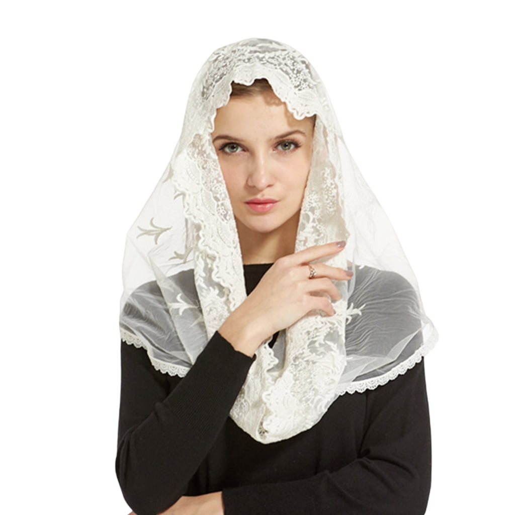 MOMOJIA Lace Chapel Veil Scarf Mantilla Veil Catholic Church Veil Lace ...