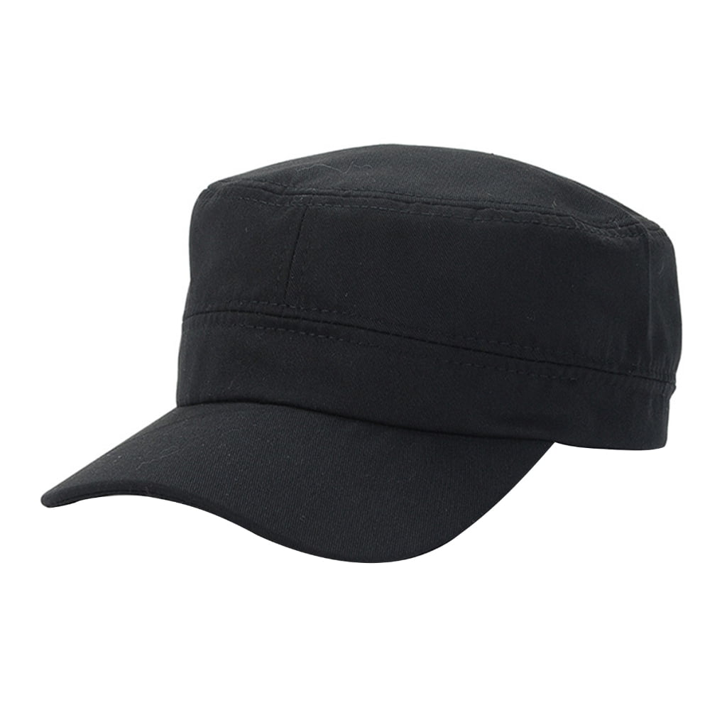 MOMOJIA Long Brim Peaked Cap for Men Army Military Flat Top Hat Four ...