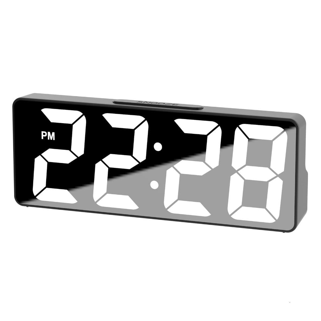 MOMOJIA Modern LED Digital Clock With Mirror Surfaces Double Power ...