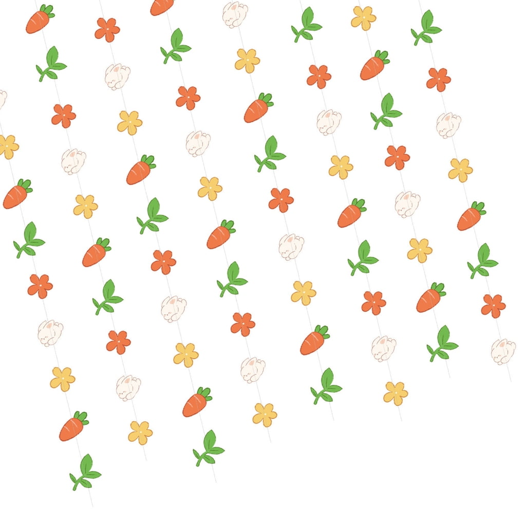 MOMOJIA Pack of 8 Easters Rabbits Carrot Garlands Hanging Streamers for ...