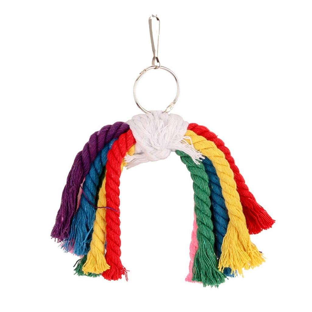MOMOJIA Parrot Cage Accessory Colorful Hanging Rope Bird Climbing Toy ...