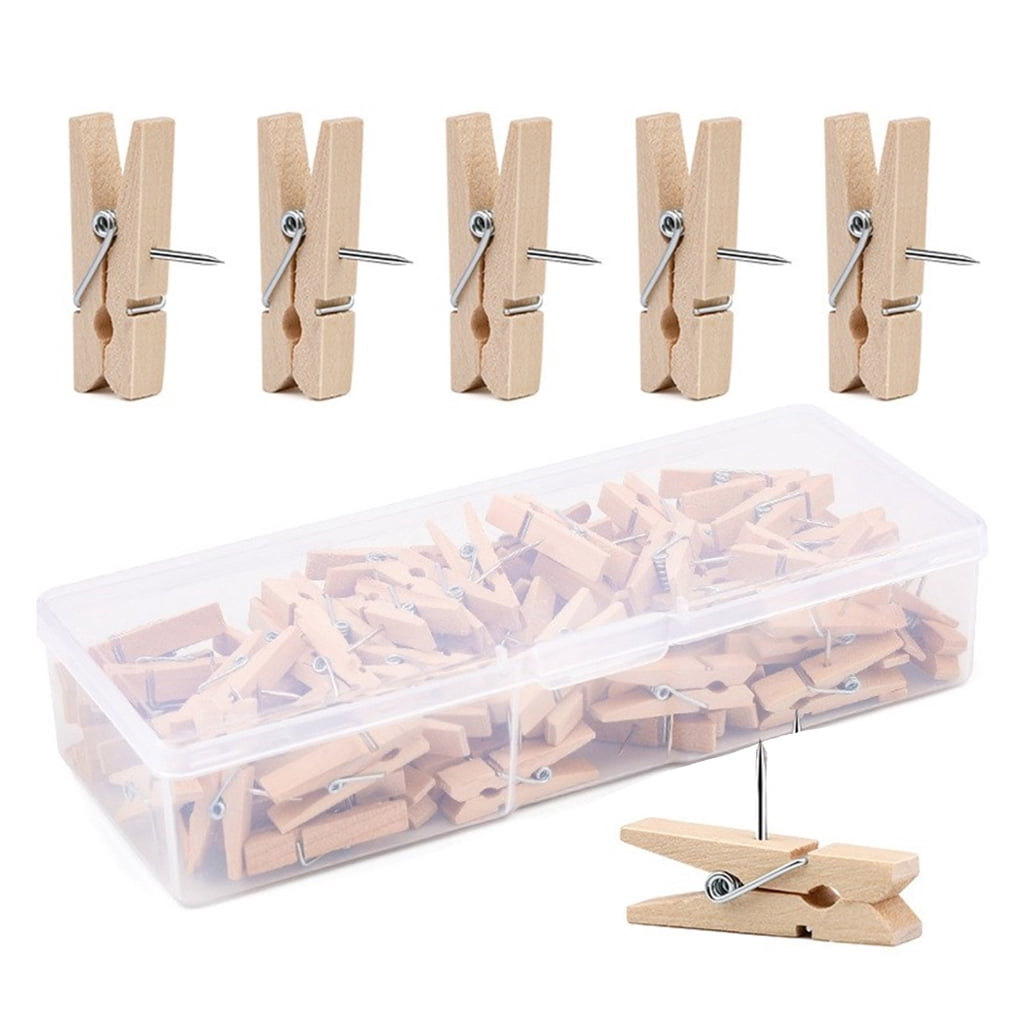 MOMOJIA Push Pins with Wood Clip, Notice Board Push Pin for Cork Notice ...