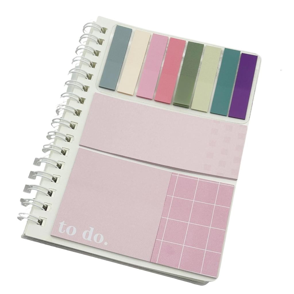 MOMOJIA Refillable Notebook and Adhesive Note Set Lined Notepads with ...