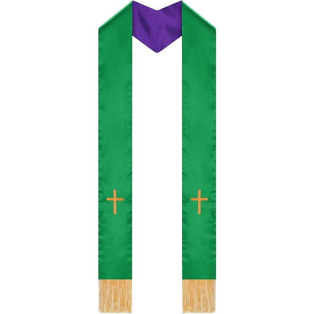 MOMOJIA Reversible Minister Stole Clergy Shawl with Crossed and Fringed ...