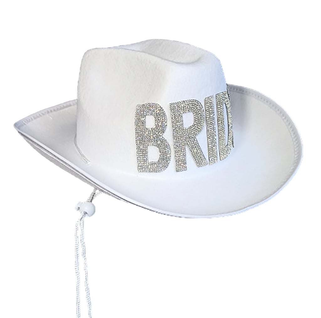 MOMOJIA Rhinestone Letter Hat Bridal Party Top Hat Cowboy Costume ...