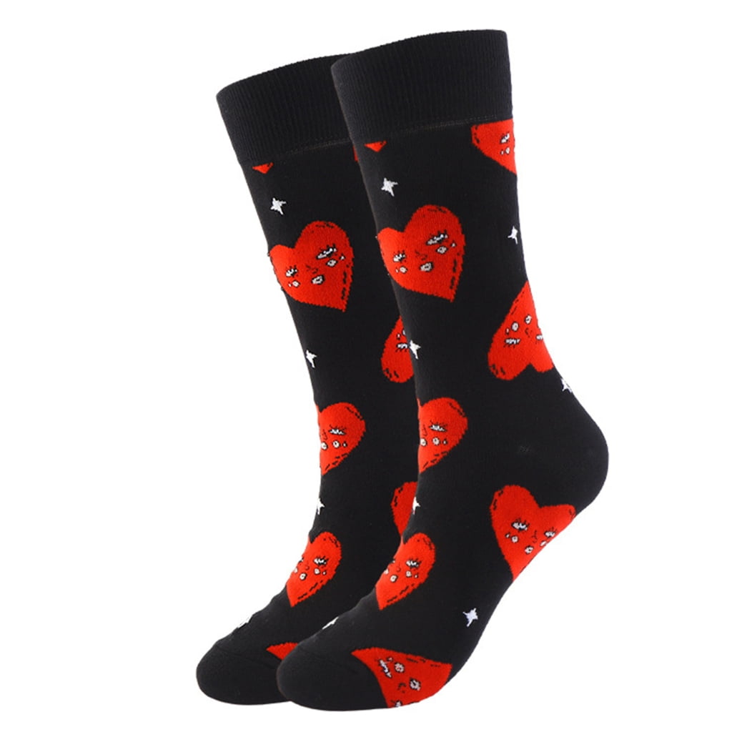 MOMOJIA Romance Cotton Middle Calf Socks with Heart Lips Detailing for Loving Couples - Walmart.com