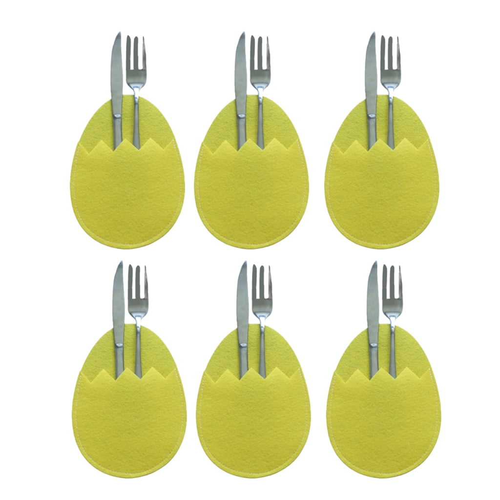 MOMOJIA Set of 6 Easter Eggs Themed Flatware Pockets Cloth Fork Holders ...