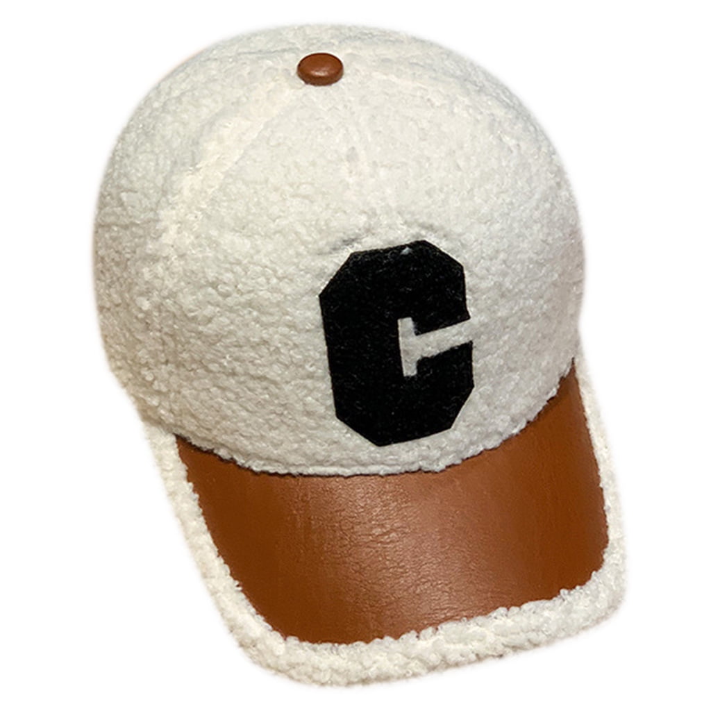 MOMOJIA Simple Warm Peaked Cap Solid Color Letter C Baseball Cap ...