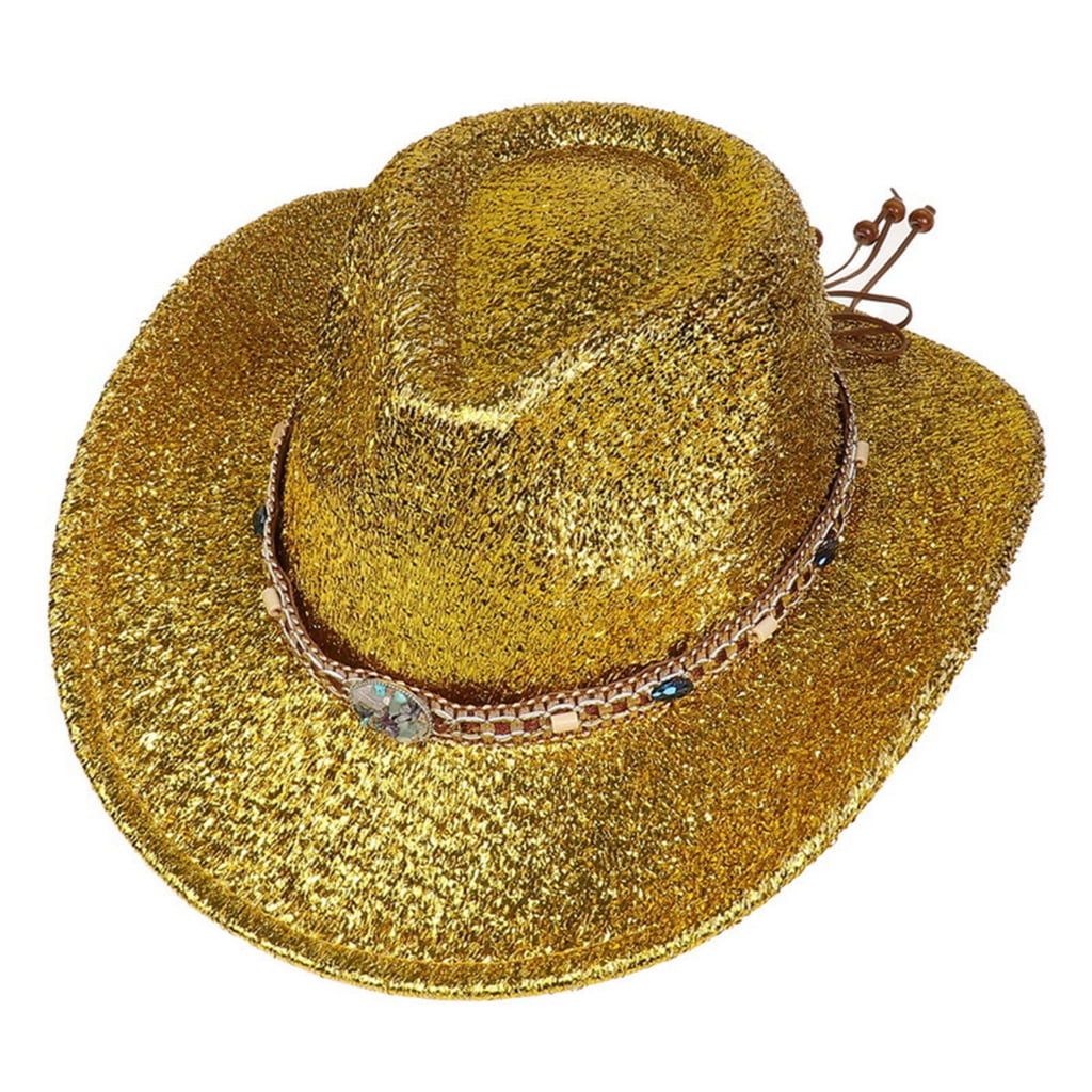 MOMOJIA Sparkly Sequined Cowboy Hat Rapper Panama Hat for Wedding Party ...