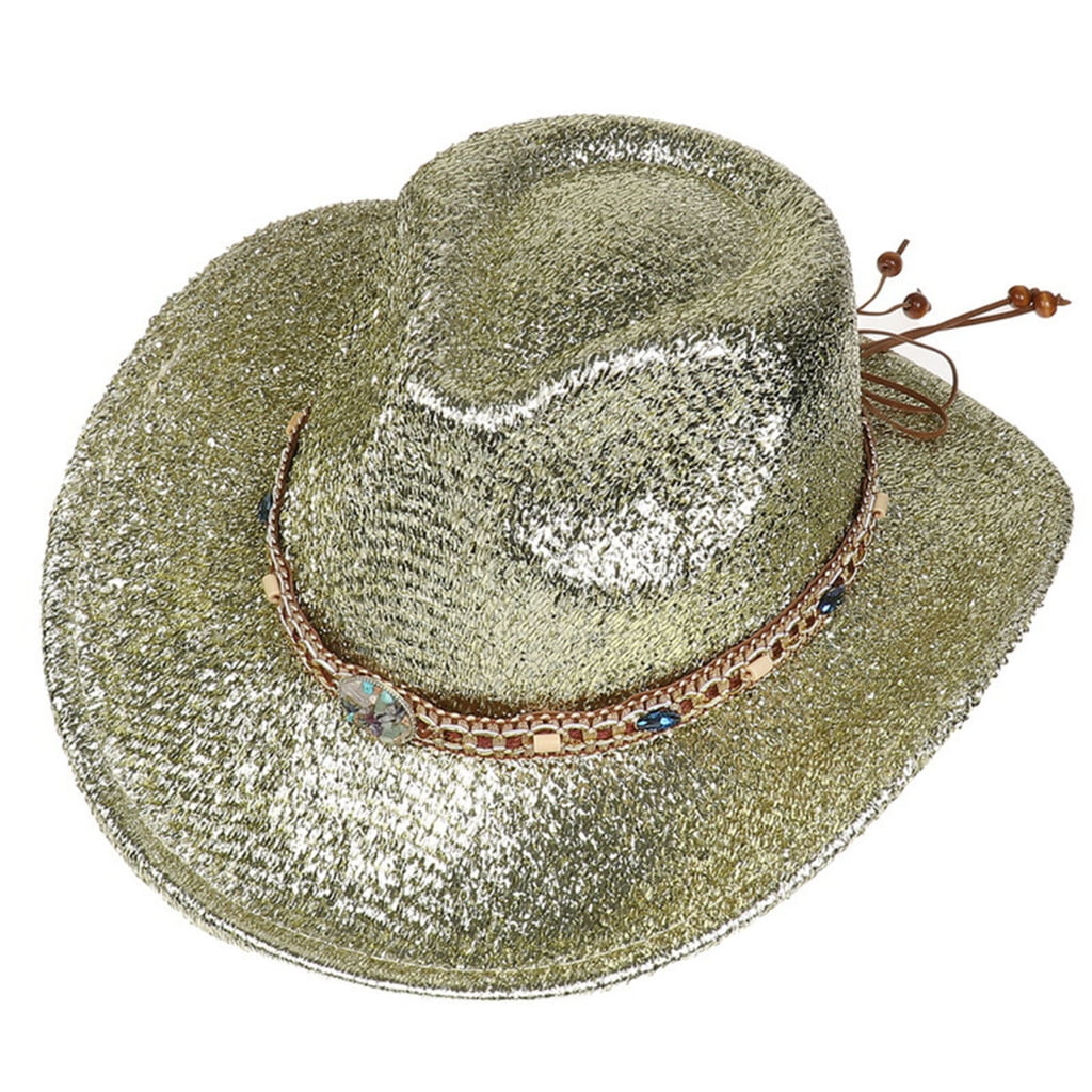 MOMOJIA Sparkly Sequined Cowboy Hat Rapper Panama Hat for Wedding Party ...