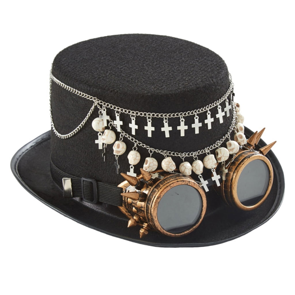 MOMOJIA Steampunk Top Hat With GogglesHa110weenBowler Top Steampunk ...