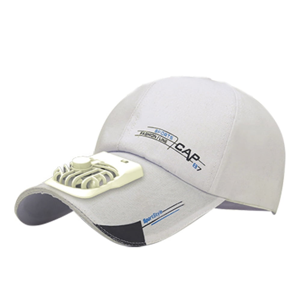 MOMOJIA Summer USB Charging Fan Baseball Cap Letters Print 2 Speed ...