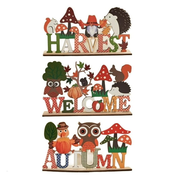 MOMOJIA Thanksgiving Themed Wood Carvings Tree LetterAn1ma1Decorations ...