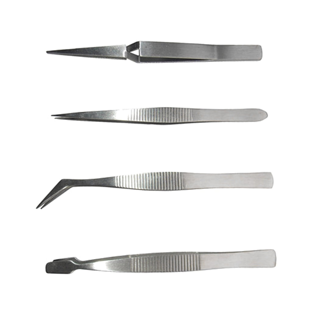 MOMOJIA Tweezers Set Stainless Steel Curved Tip Tweezers for Stone Gems ...