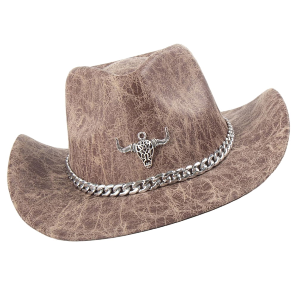 MOMOJIA Vintage Suedes Cowboy Hat Role Play Costume Fedora Cap Large ...