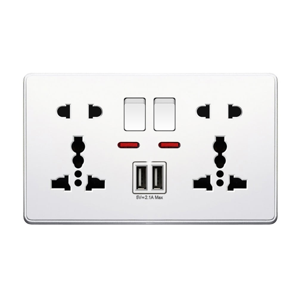 MOMOJIA Wall Mounted UK Power Outlet with 2 USB Ports Compact Panel ...