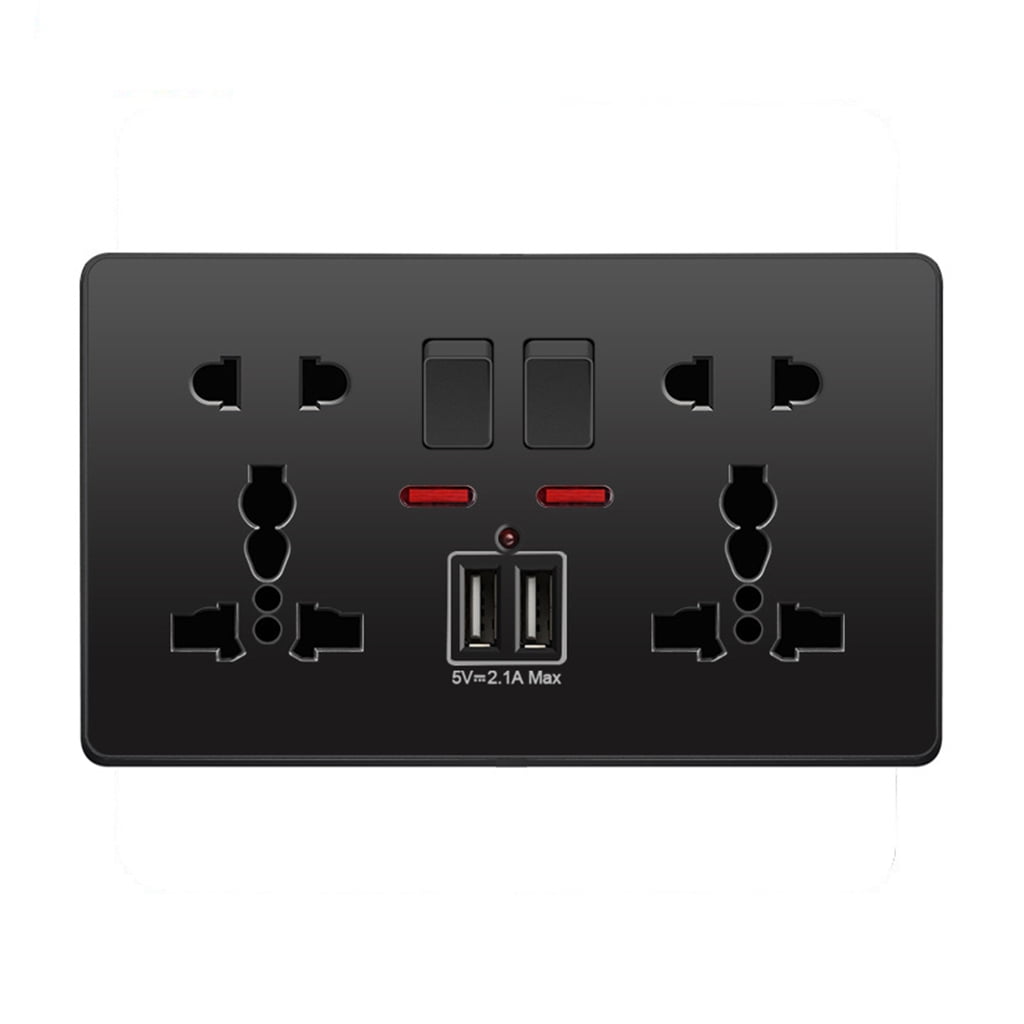 MOMOJIA Wall Mounted UK Power Outlet with 2 USB Ports Compact Panel ...