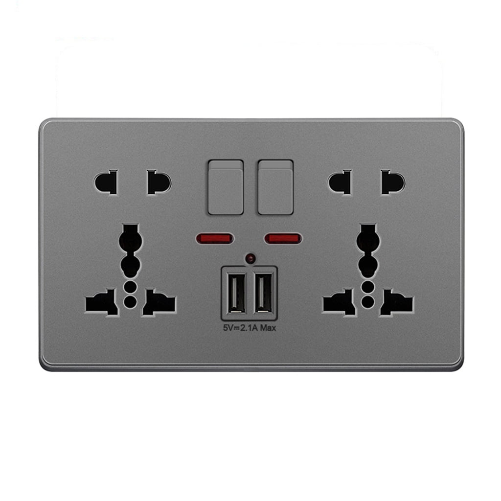 MOMOJIA Wall Mounted UK Power Outlet with 2 USB Ports Compact Panel ...