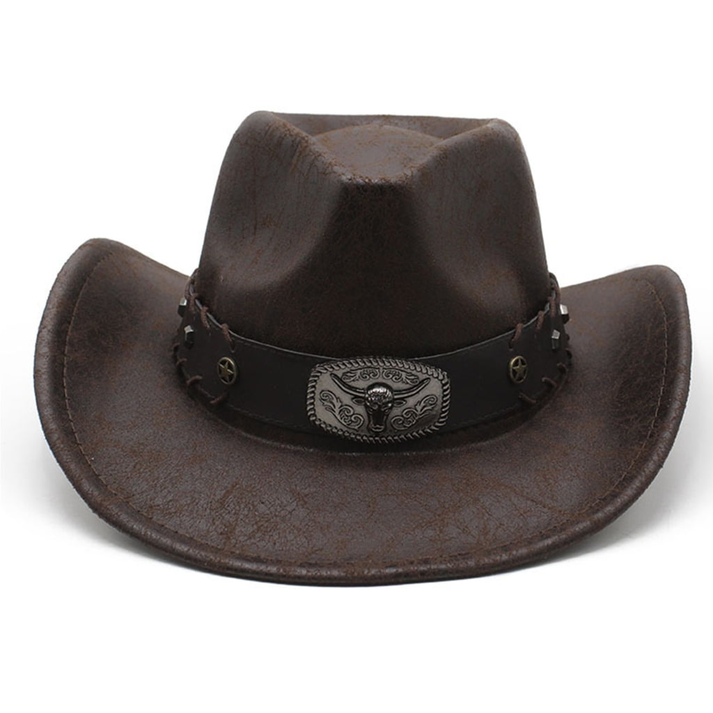 MOMOJIA Western Style Cowboy Hat with Hat Band Cowboy Rolled Brim Prom ...