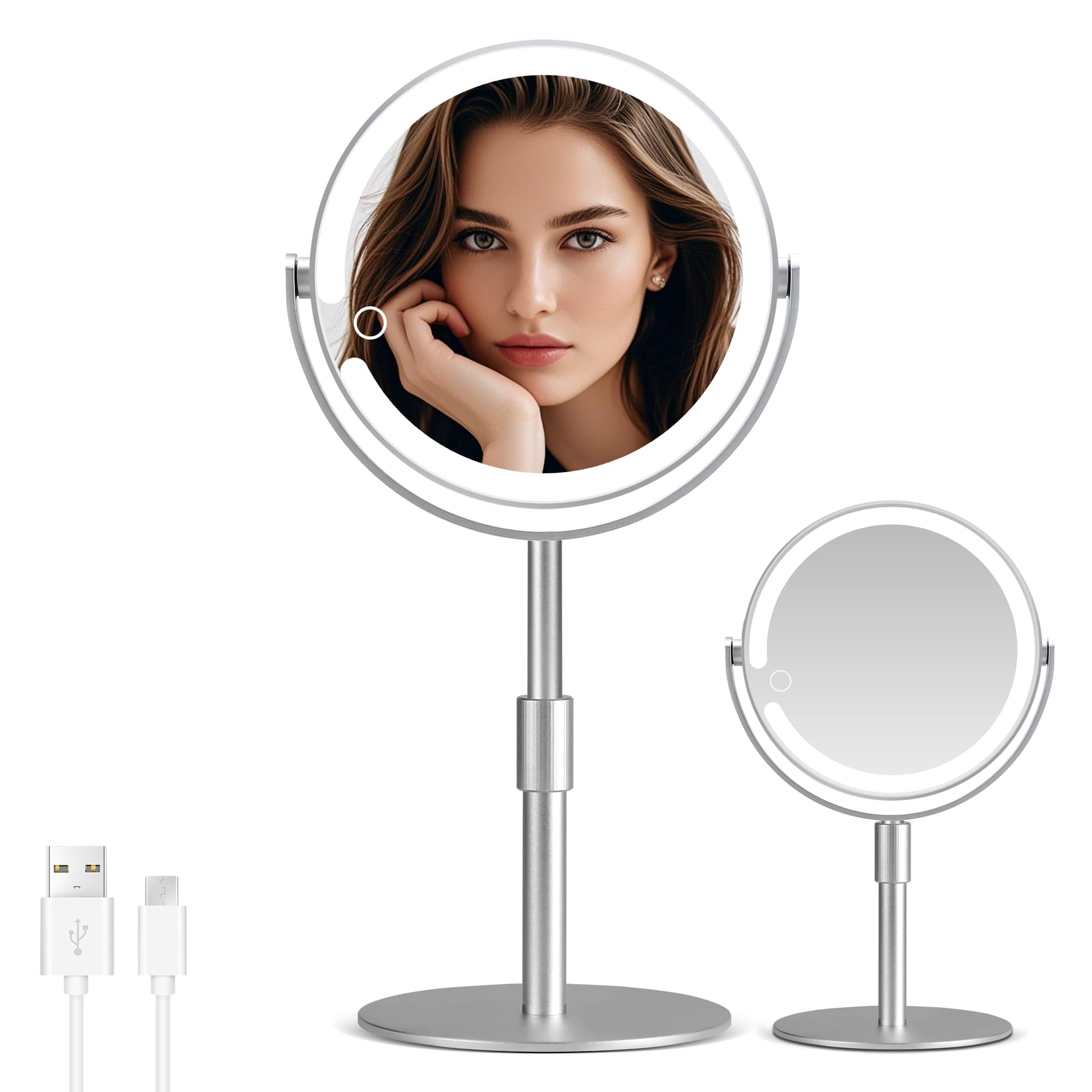 MOMOKUBA Magnifying Mirror with Light 20X, Height-Adjustable Lighted ...