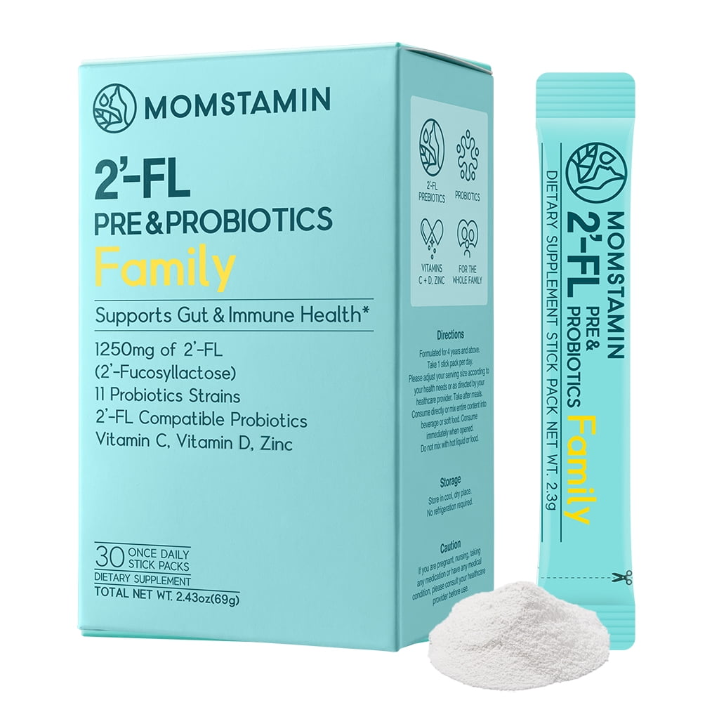 MOMSTAMIN 2'-FL HMO Prebiotics & Probiotics for Family, 1250mg Human ...